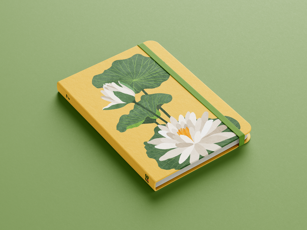 Water Lily Linen Journal | July Birth Flower – Primary Blooms