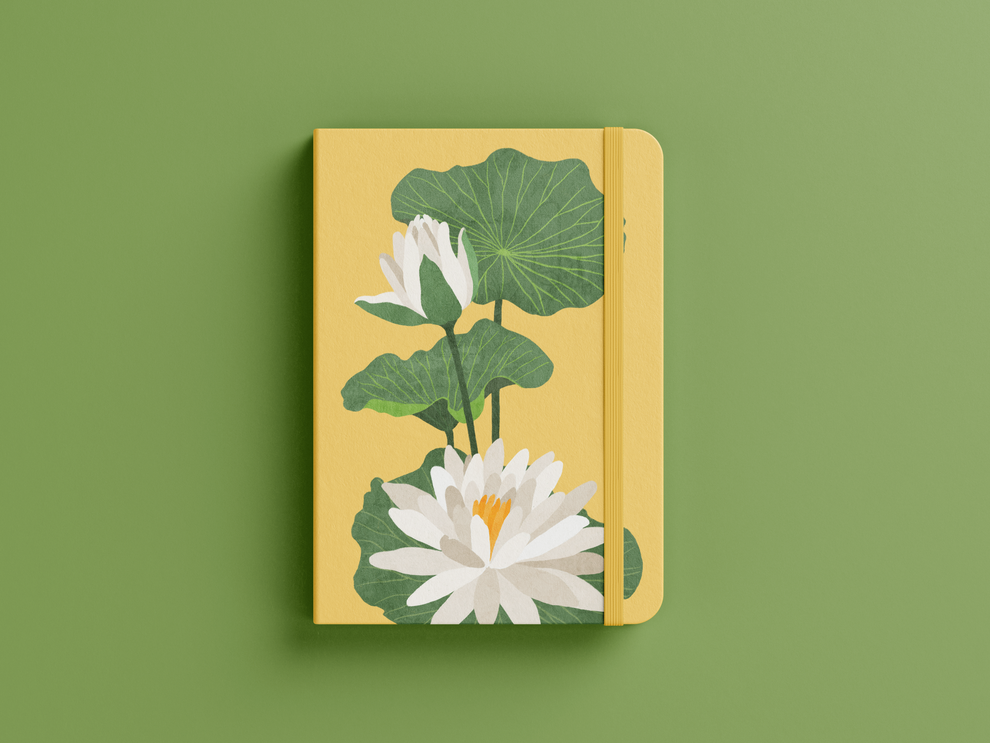 Water Lily Linen Journal | July Birth Flower – Primary Blooms